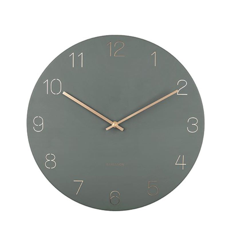 KARLSSON - engraved numbers clock - green - design and modern wall ...