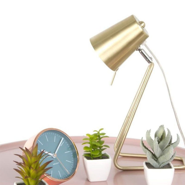 PRESENT TIME - Golden metal and brass table lamp with industrial style ...